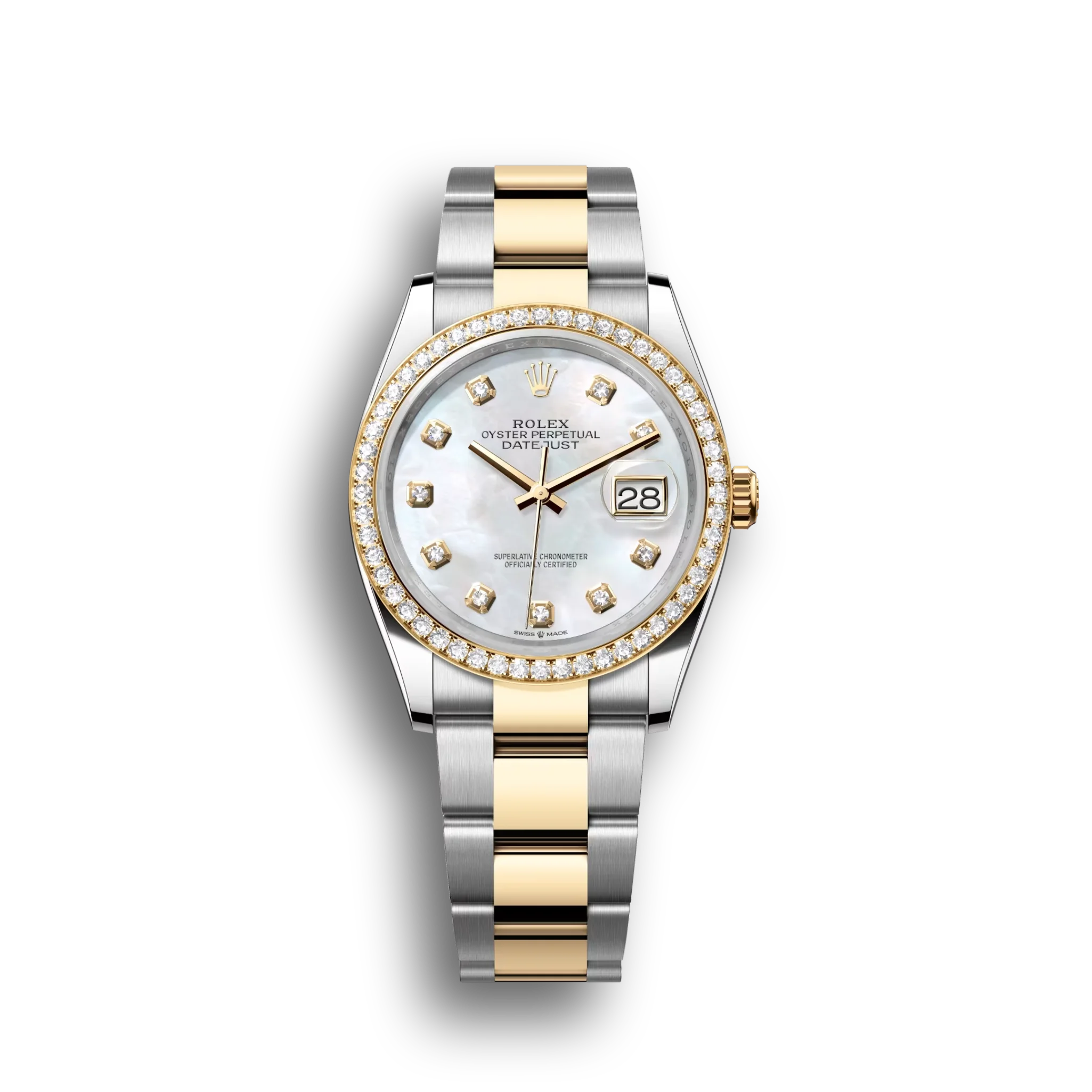 Rolex Datejust: 36 mm, Oystersteel and yellow gold, white mother-of ...