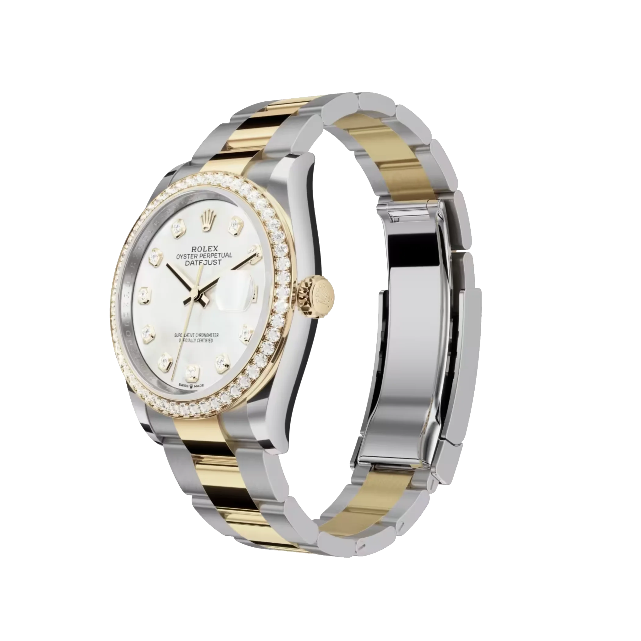 Rolex Datejust: 36 mm, Oystersteel and yellow gold, white mother-of ...